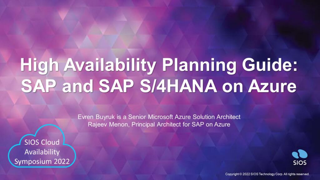 HA Planning Guide: SAP and SAP S/4HANA on Azure | SIOS