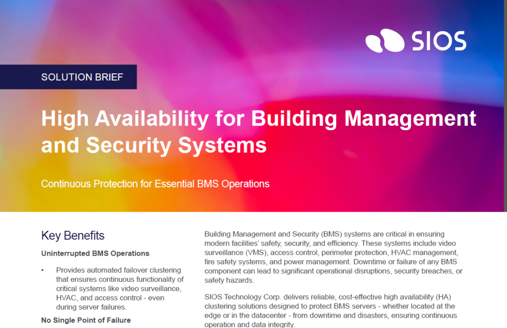High Availability for Building Management and Security Systems - SIOS Technology Corp.